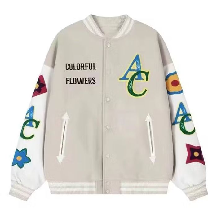 Streetwear American Flower Embroidered Flocking Jacket Men | Grailed