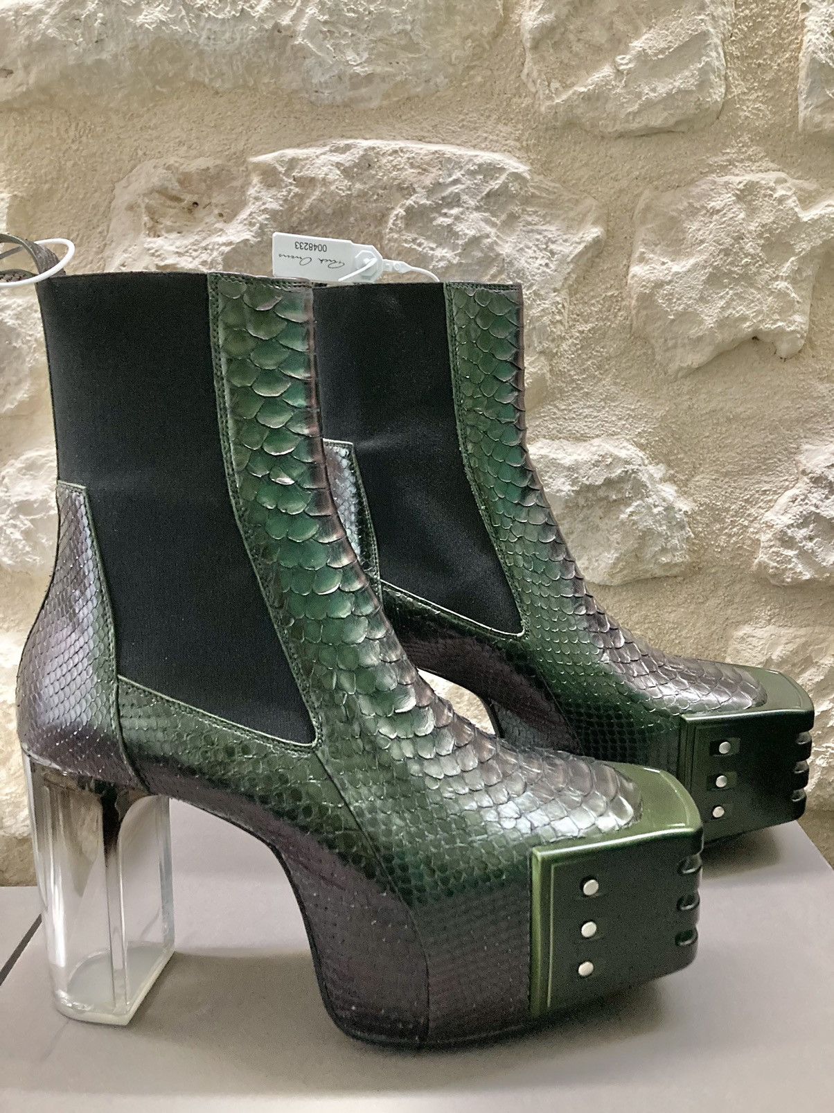 Rick Owens NEVER WORN/ Iridescent Python Platform Kiss Heels | Grailed