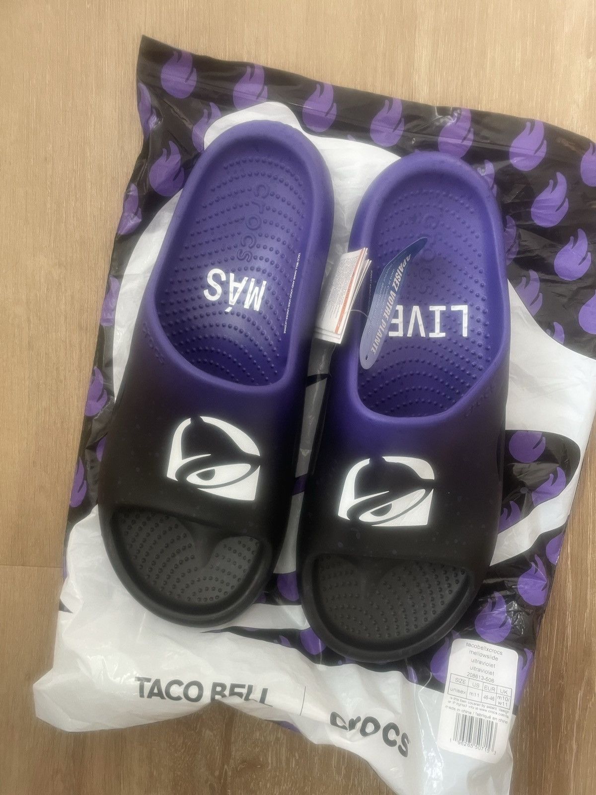 Crocs TACO BELL X CROCS MELLOW SLIDE in ULTRAVIOLET 11 Mens | Grailed