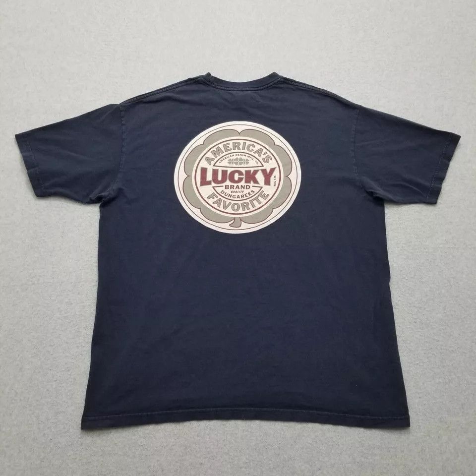 Lucky Brand Vintage Lucky Brand Shirt Mens Large Blue Crew Neck Logo ...