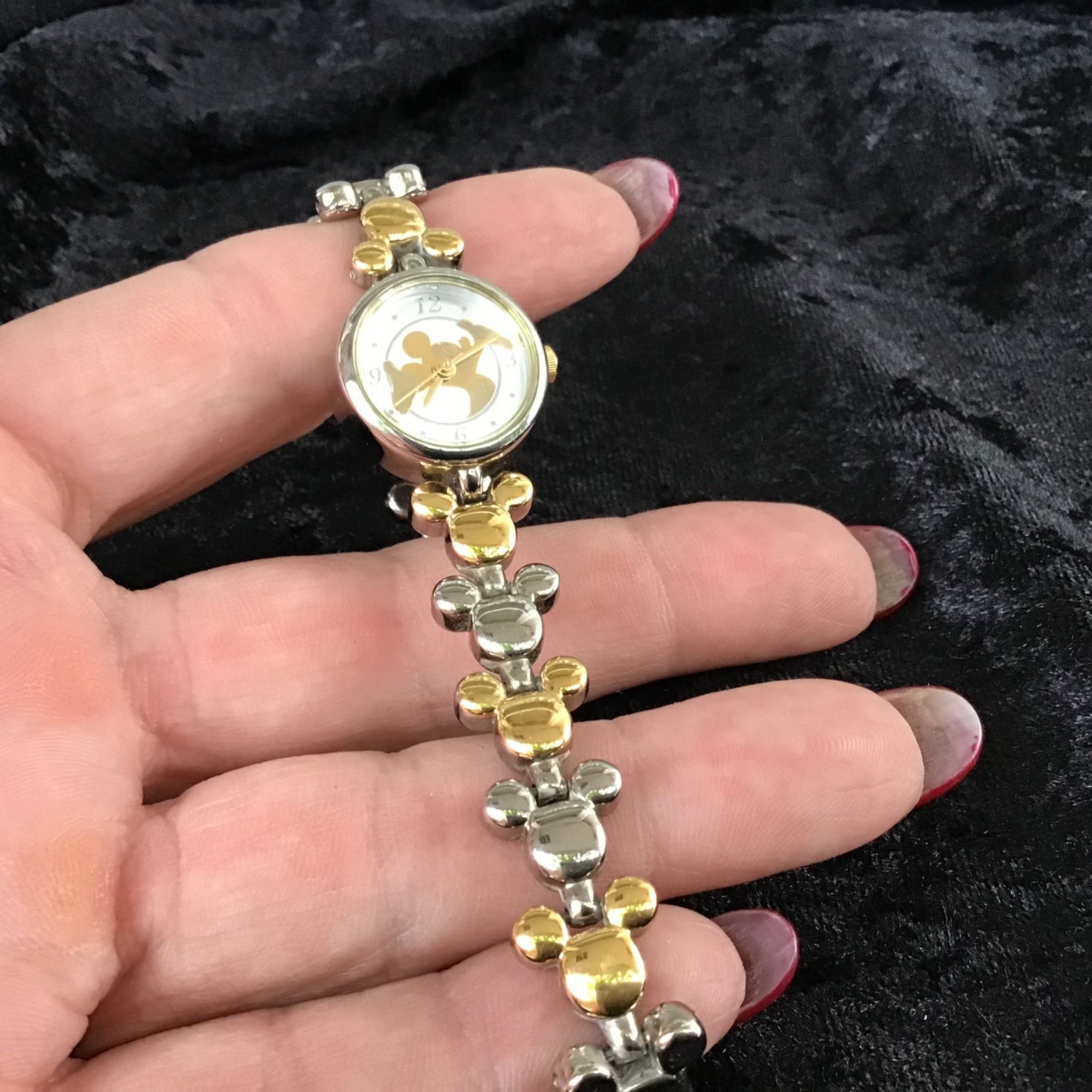 Disney Disney Mickey Mouse Watch Silver Gold Tone Adjustable Box Cl ...