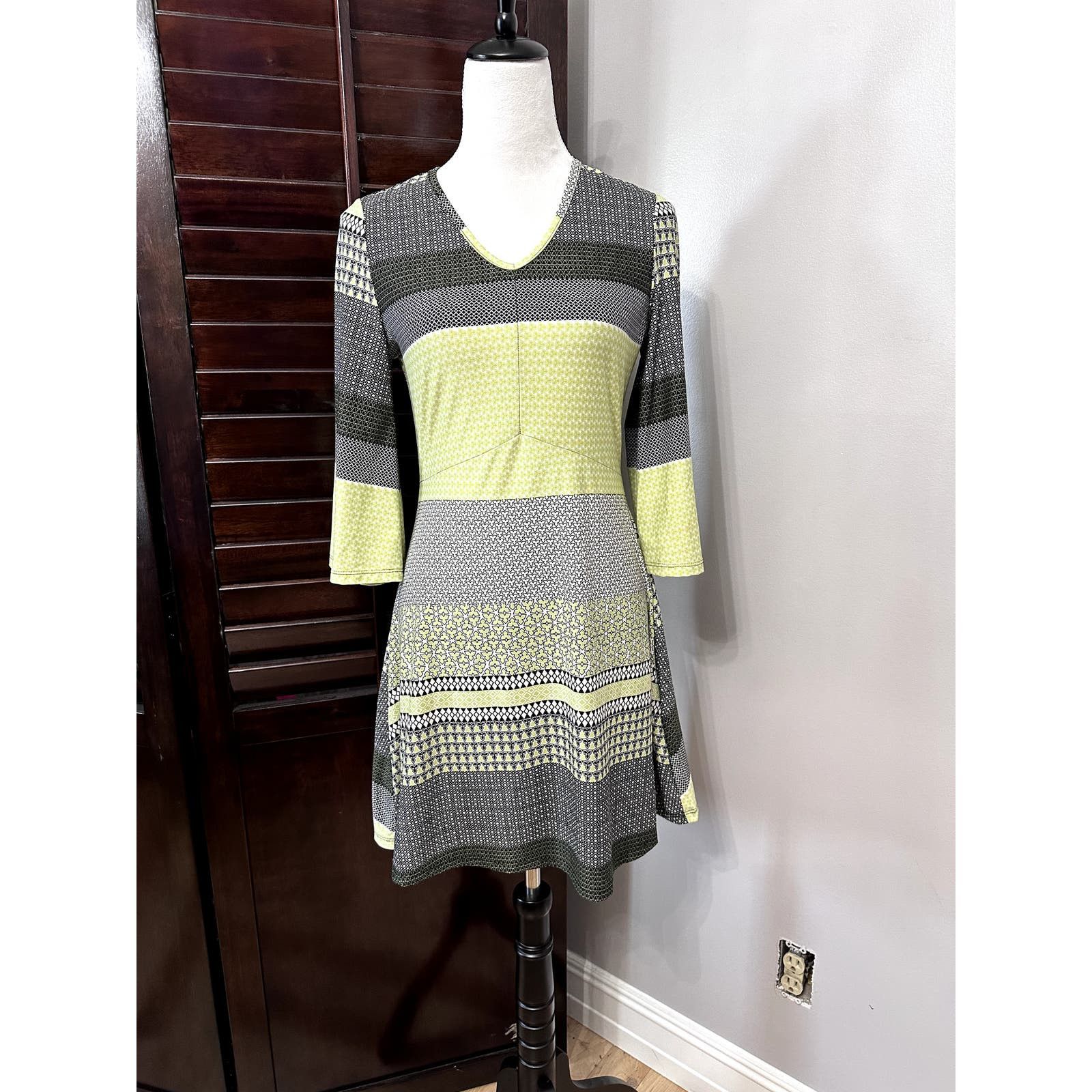 Unlisted Robert Louis Fit & Flare Dress Geometric 3/4 Sleeve S | Grailed