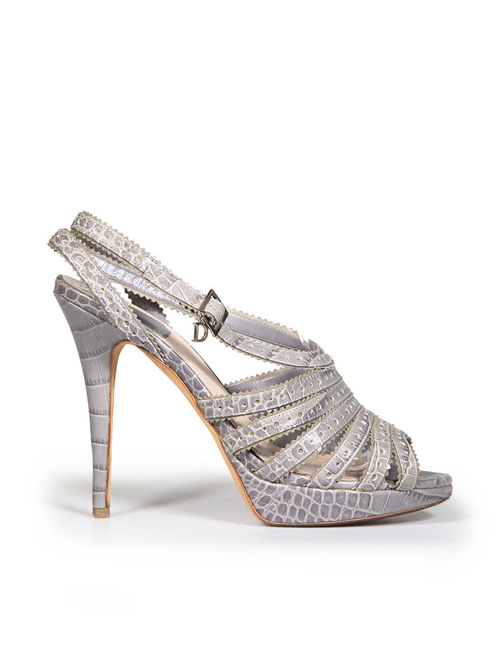 Dior Grey Croc Embossed Platform Strap Sandals | Grailed