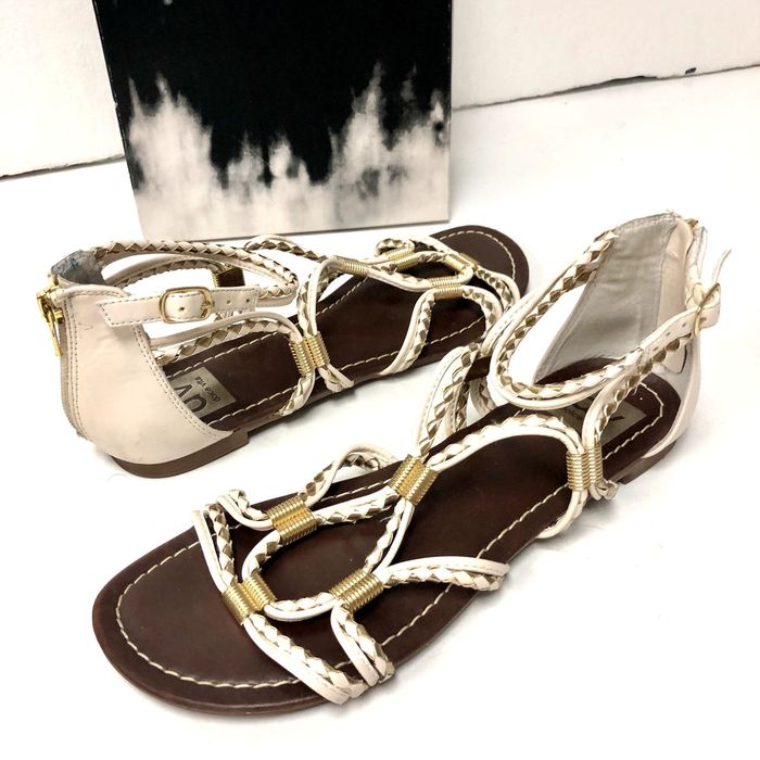 Dolce Vita Dolce Vita DV Diandra White GOLD GREEK Style Shoes Sandals 8 ...