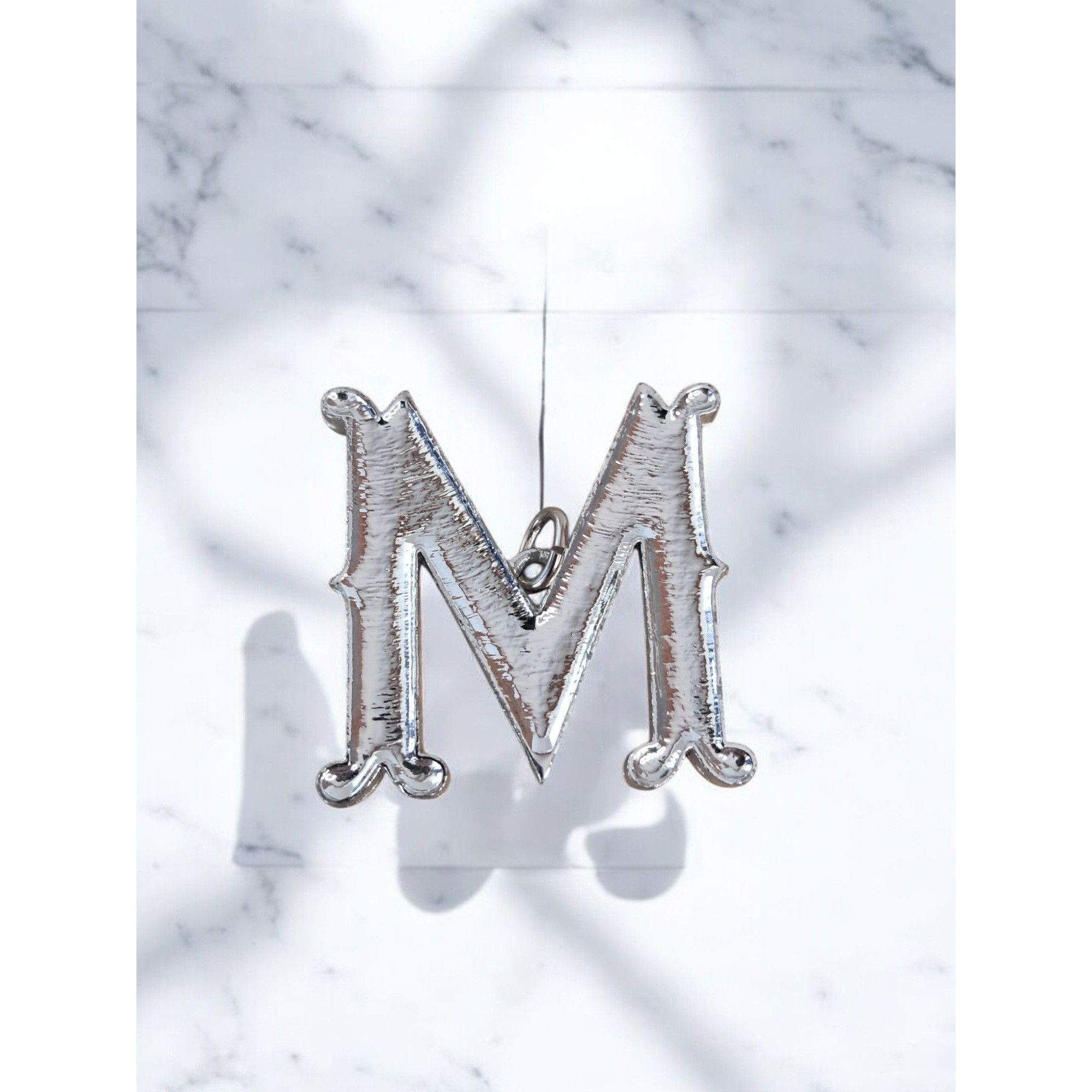 UNMARKED Elegant Silver Letter M Pendant with Blue Enamel Finish | Grailed