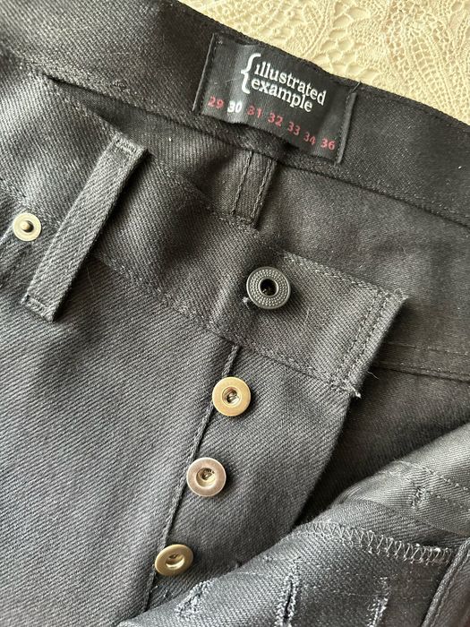 Illustrated Example Illustrated Example slim fit black raw denim jeans ...
