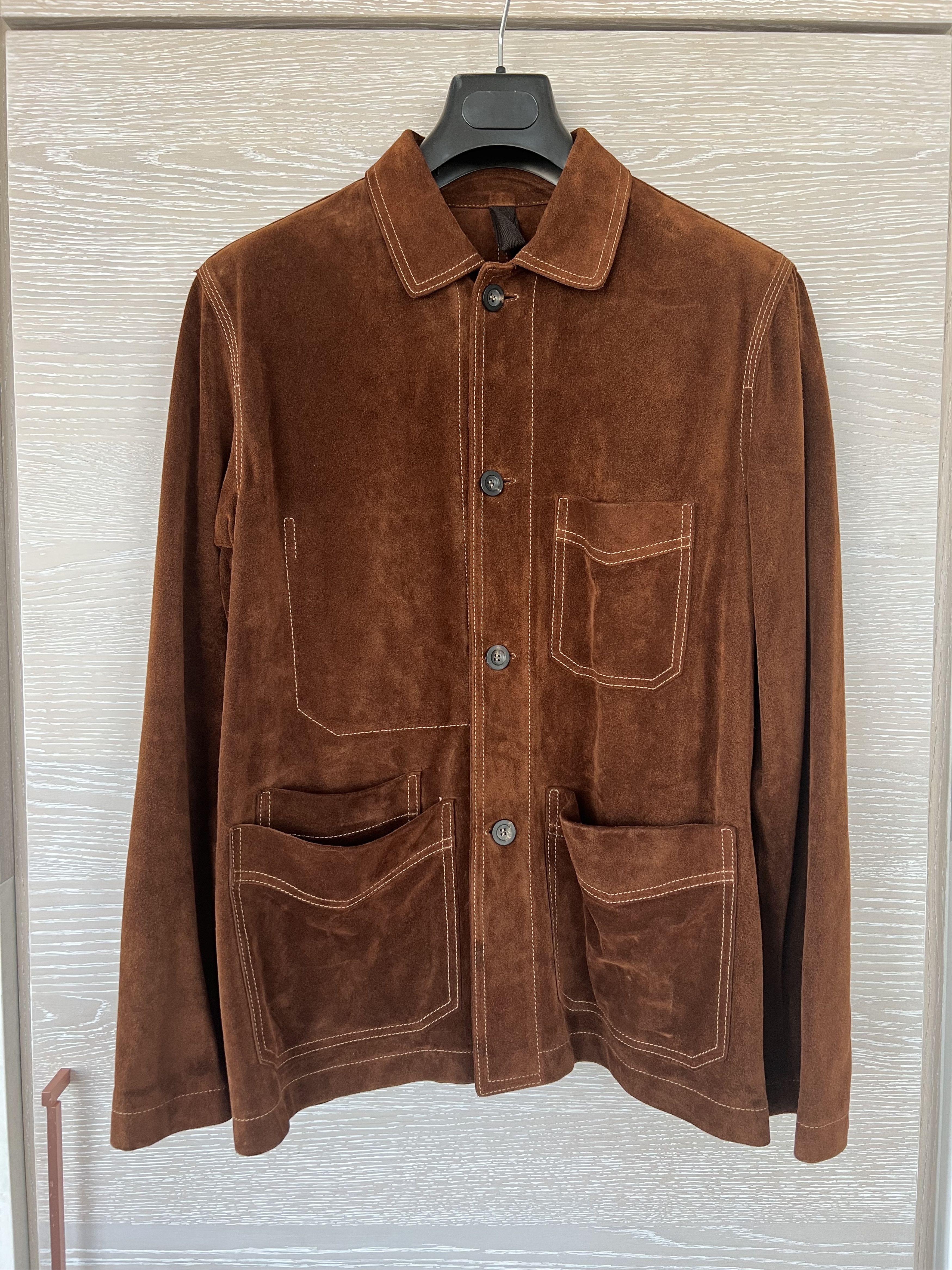 Drakes Rust Heavyweight Suede Five-pocket Chore Jacket | Grailed