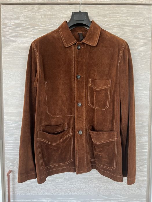 Drakes Rust Heavyweight Suede Five-pocket Chore Jacket | Grailed