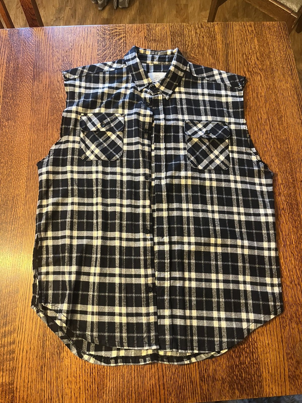 Fear of God Fear Of God Essentials Cutoff Flannel Large | Grailed