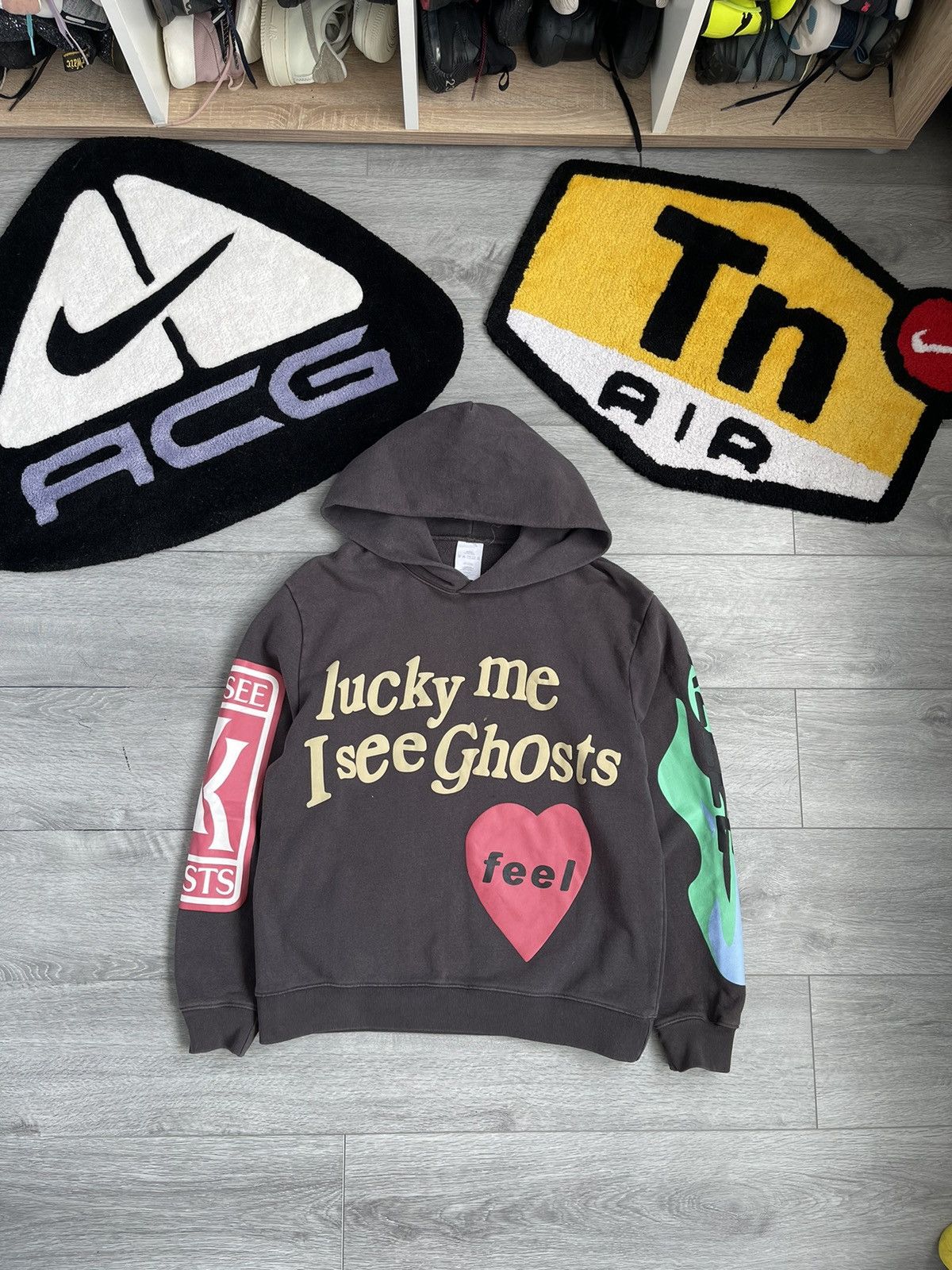 Vintage Lucky Me I see Ghosts Kanye West Style Baggy Hoodie Flame | Grailed