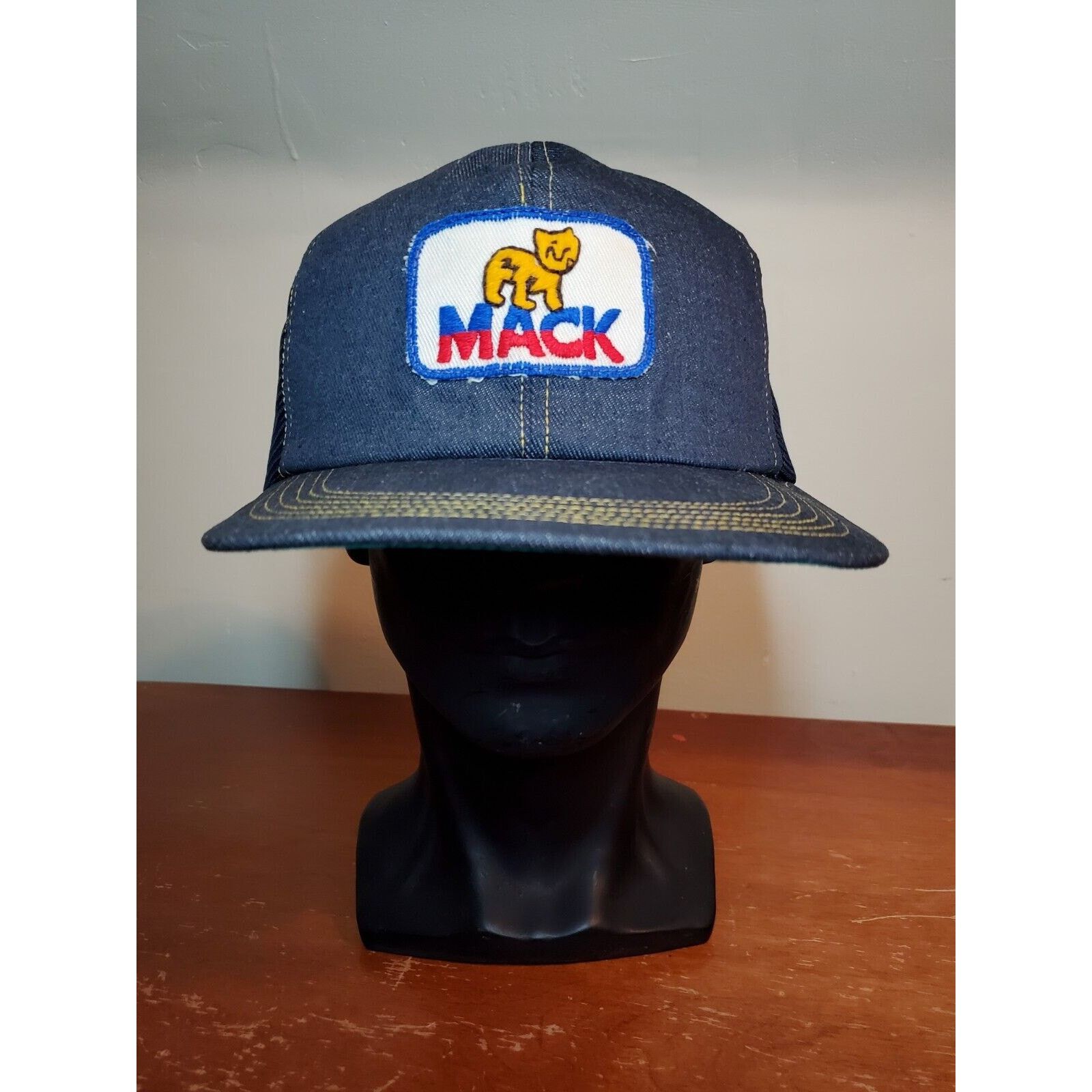 Vintage Mack Trucks Blue Denim Trucker Hat Snapback Cap Patch Logo ...