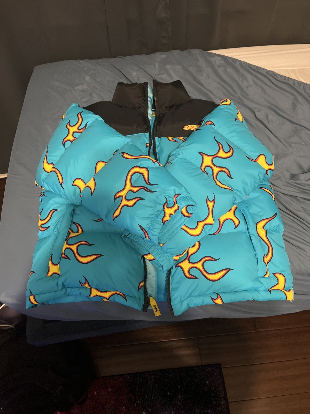 Golf Wang × Tyler The Creator 2023 Golf wang flame puffer jacket | Grailed