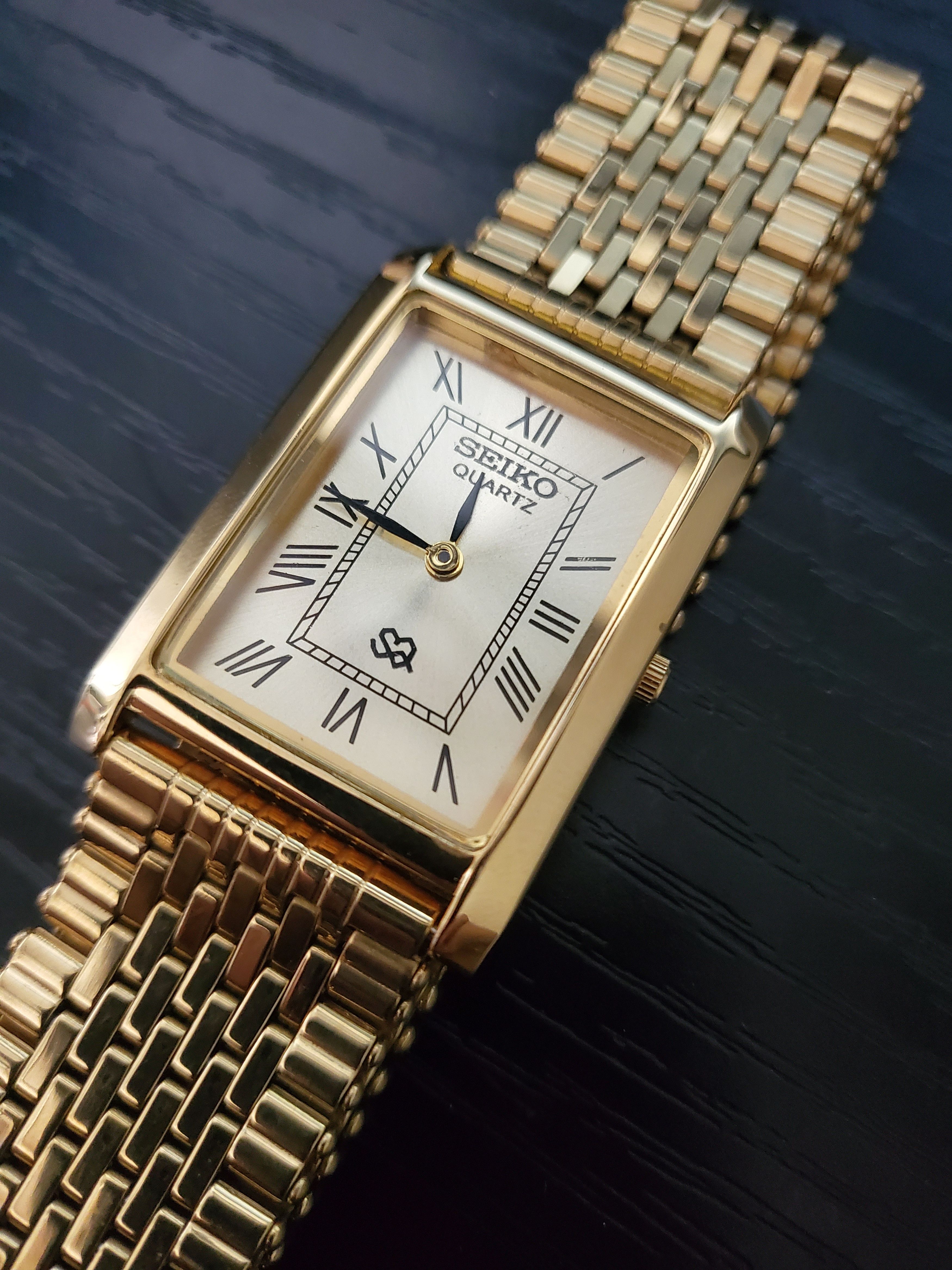 Seiko 🔥NEW Seiko Slim Large Tank Stainless Steel Men's Gold Watch | Grailed