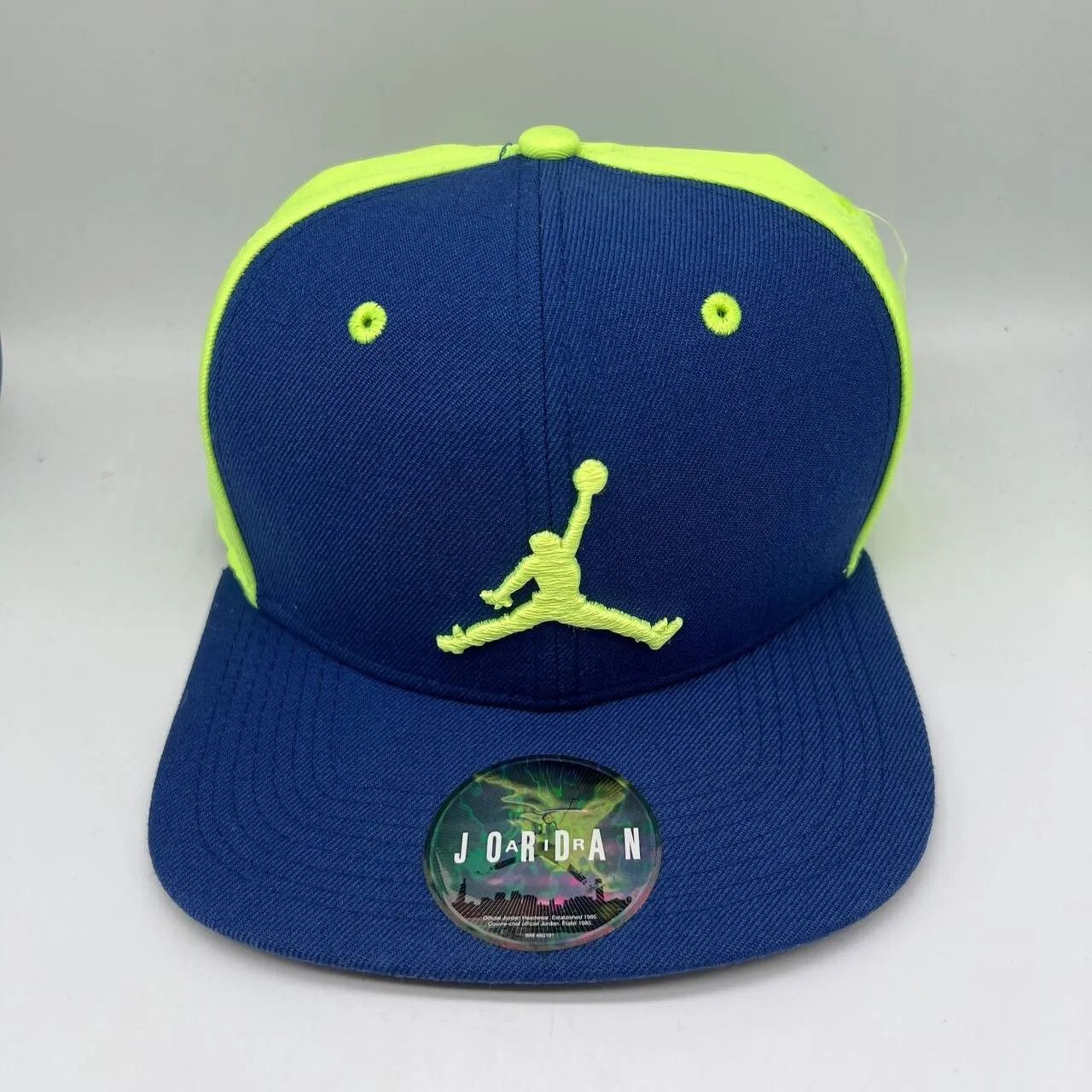 Jordan Brand Air Jordan Blue and Lime Jumpman Hat Snapback Cap New Men ...