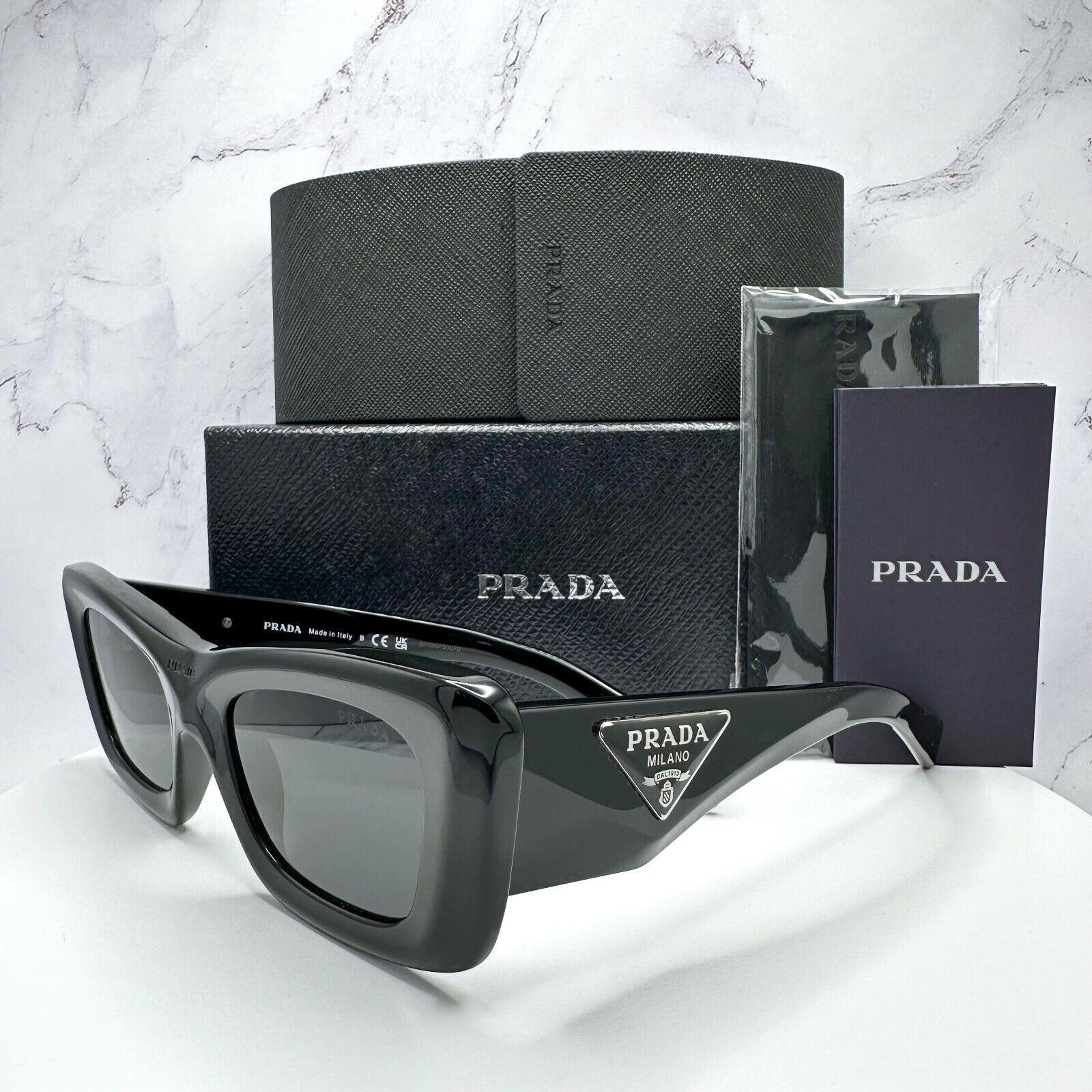 Prada Prada Sunglasses Black Square Cat Eye Triangle Logo | Grailed