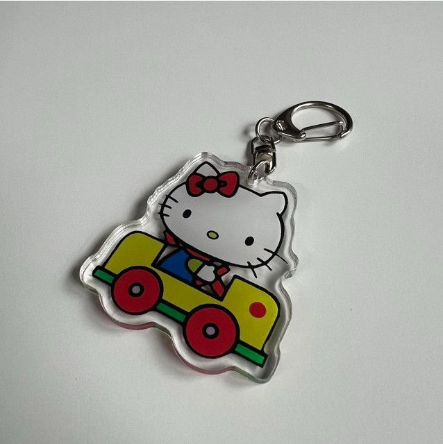 Silver Y2K 2000s super cute hello kitty car keychain accessory | Grailed