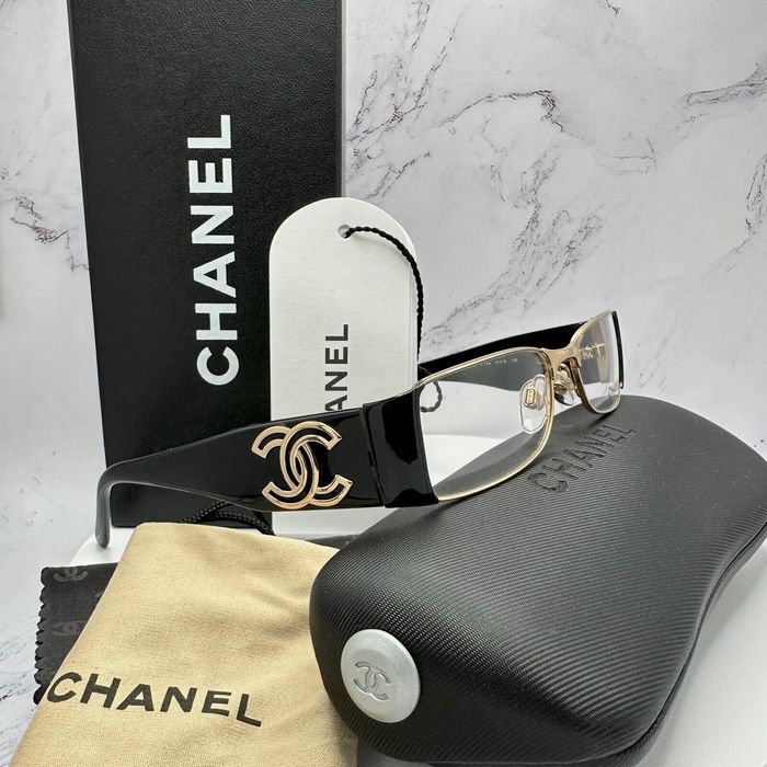 Chanel Chanel Glasses Frames Black Gold CC | Grailed