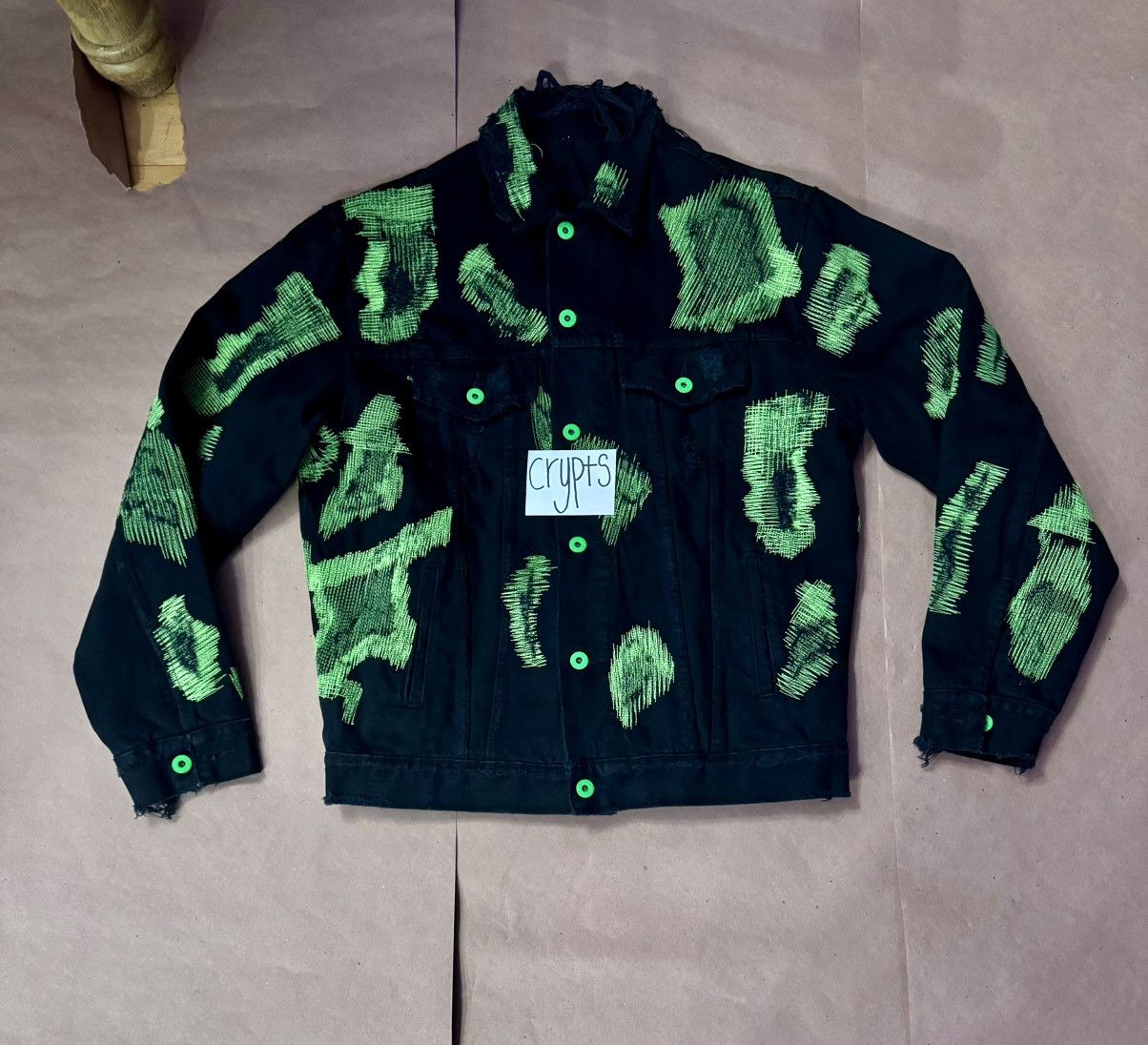 Vlone Endless Denim Jacket (Black & Green) | Grailed