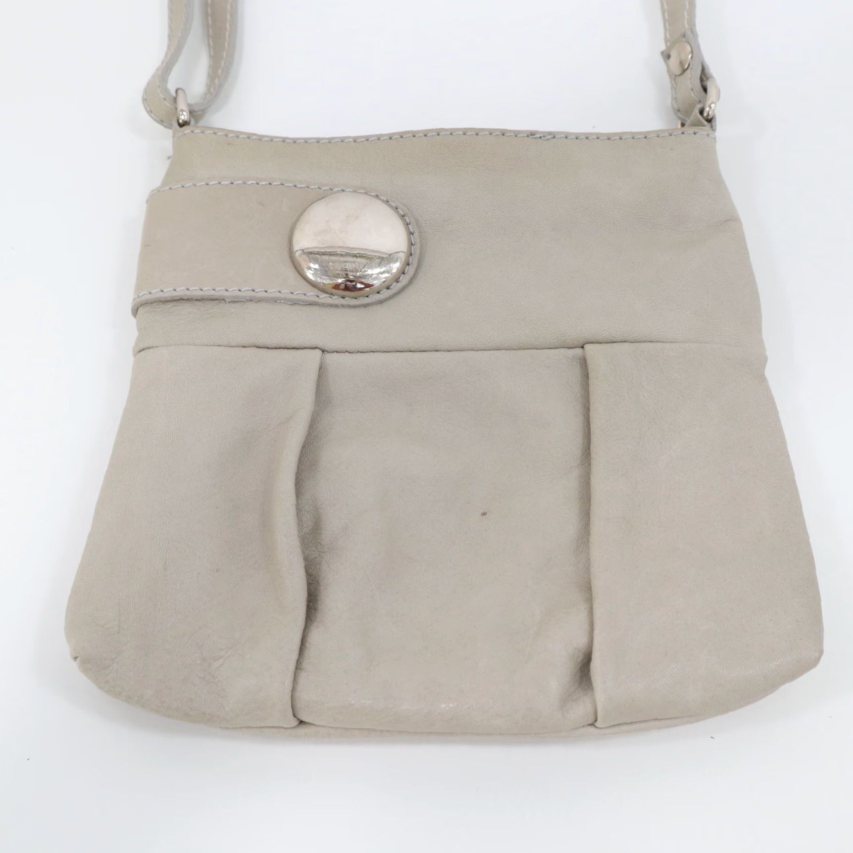 Vera Pelle Authentic Italian Leather Small Gray Beige Crossbody Purse ...