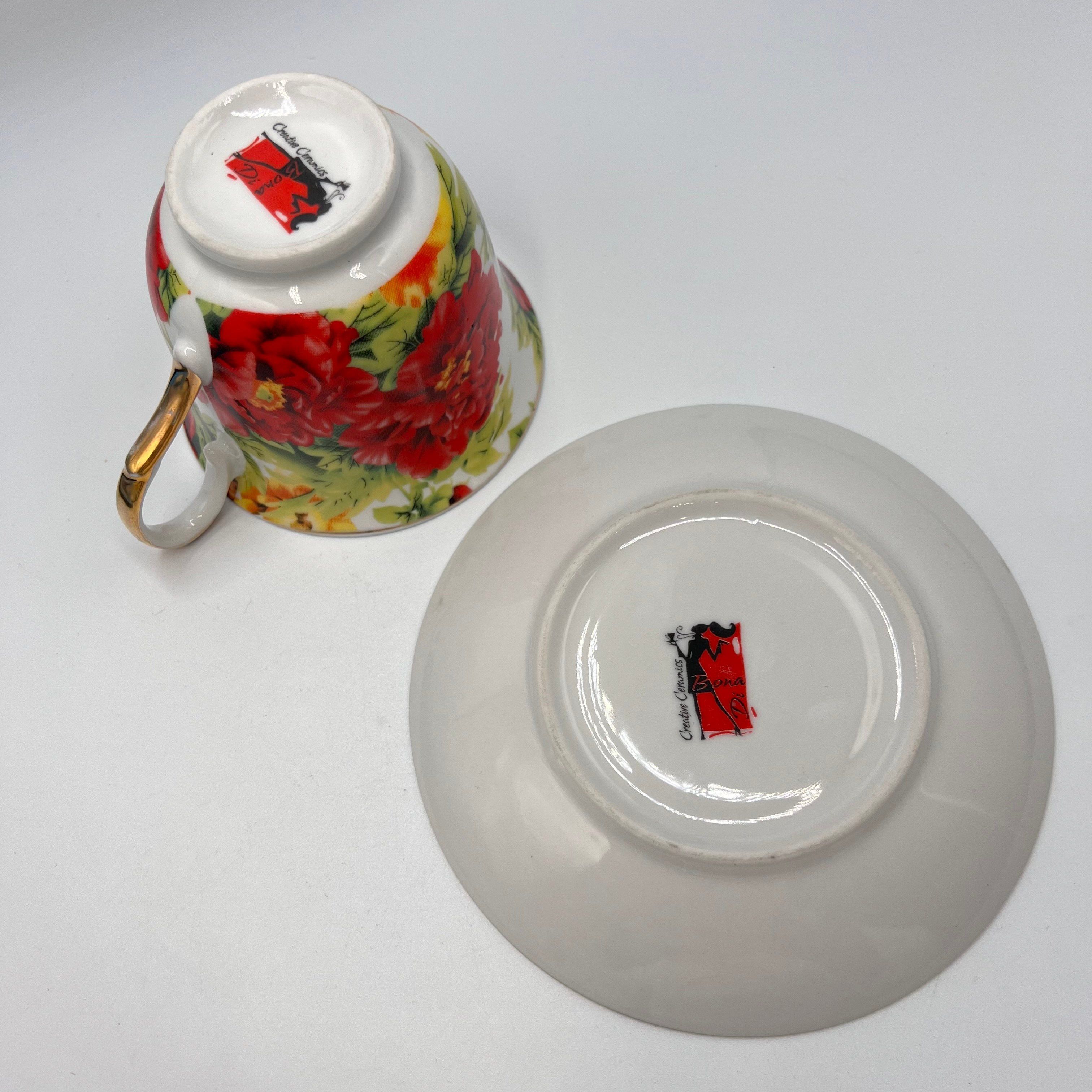 Vintage Vintage Set Cup Saucer Tea Hot Porcelain Stamp Rose | Grailed