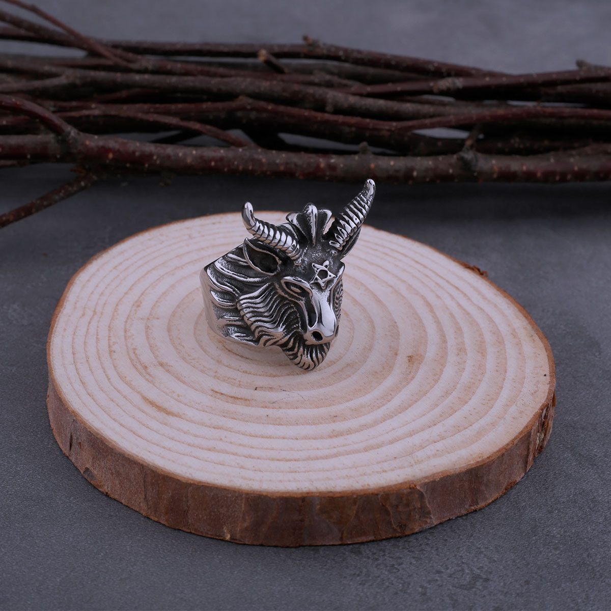 Custom × Very Rare × Vintage SIZE 10 Vintage Gothic Satan Goat Ring ...