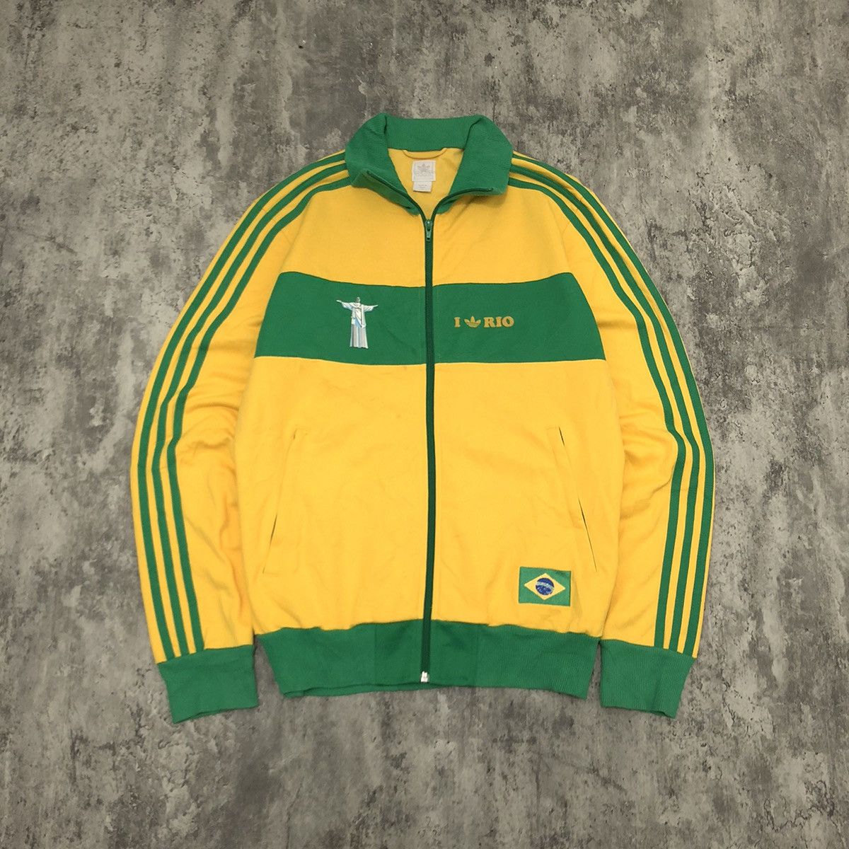 Adidas Adidas 3 Stripes Brazil Rio Tracktop Jacket Yellow/Green | Grailed