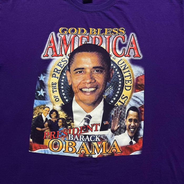 Vintage Vintage Y2K Barack Obama God Bless America Graphic T-shirt ...