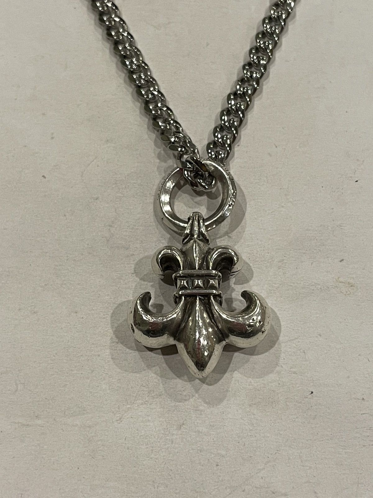 Chrome Hearts Chrome Hearts Large BS Fleur Pendant Cuban Chain Necklace ...