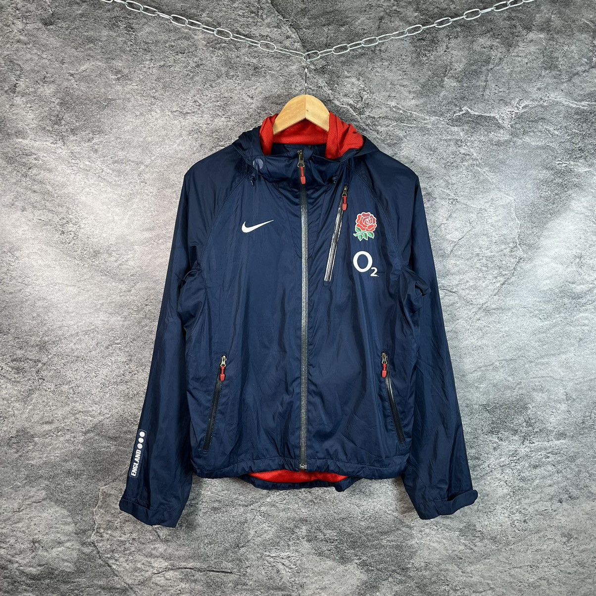 Nike × Vintage Nike England Rugby O2 Vintage Light Jacket Hood Y2K Drip ...