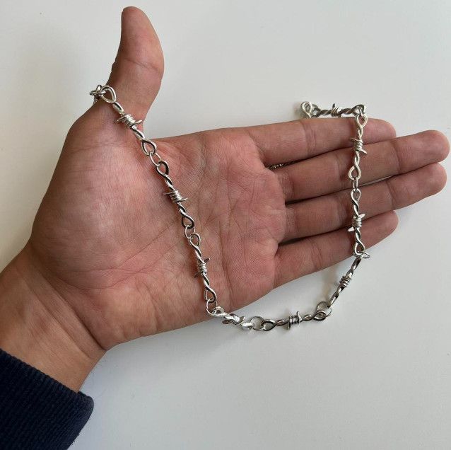 Sterling Silver Y2K 2000s vintage retro barbwire thorn emo chain ...