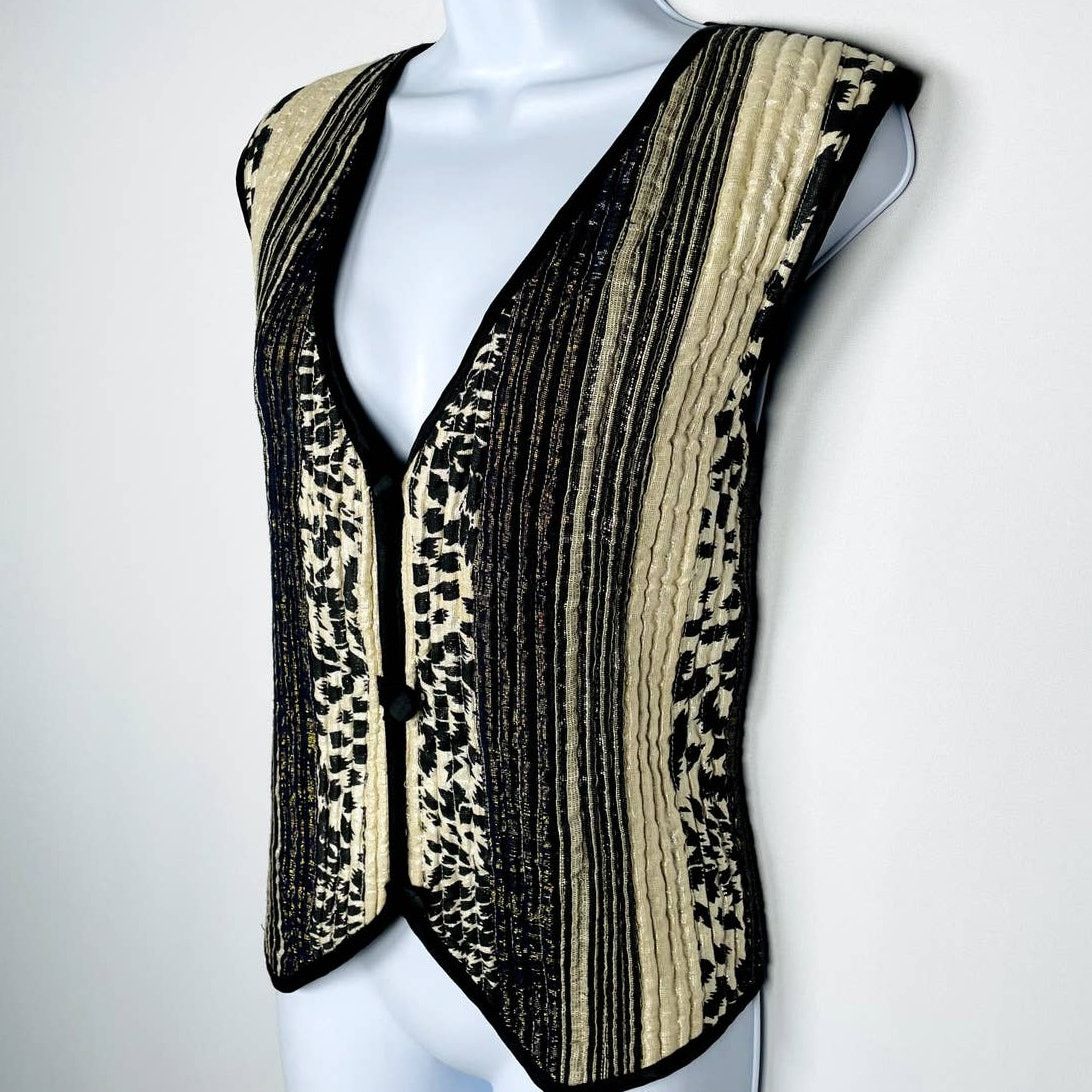 Halsey Vintage Halsey Collection Vest Animal Print Gold Textured M ...