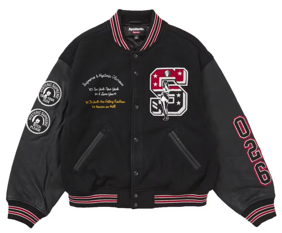 Supreme Hysteric Glamour Varsity Jacket Black | Grailed