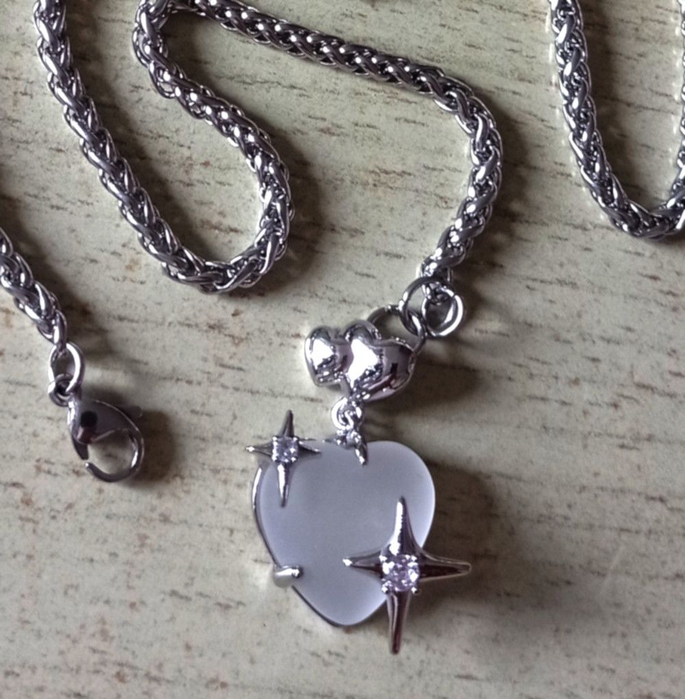 Silver Punk Cute Tiny Heart Galaxy Zircon Gems Silver Necklace | Grailed