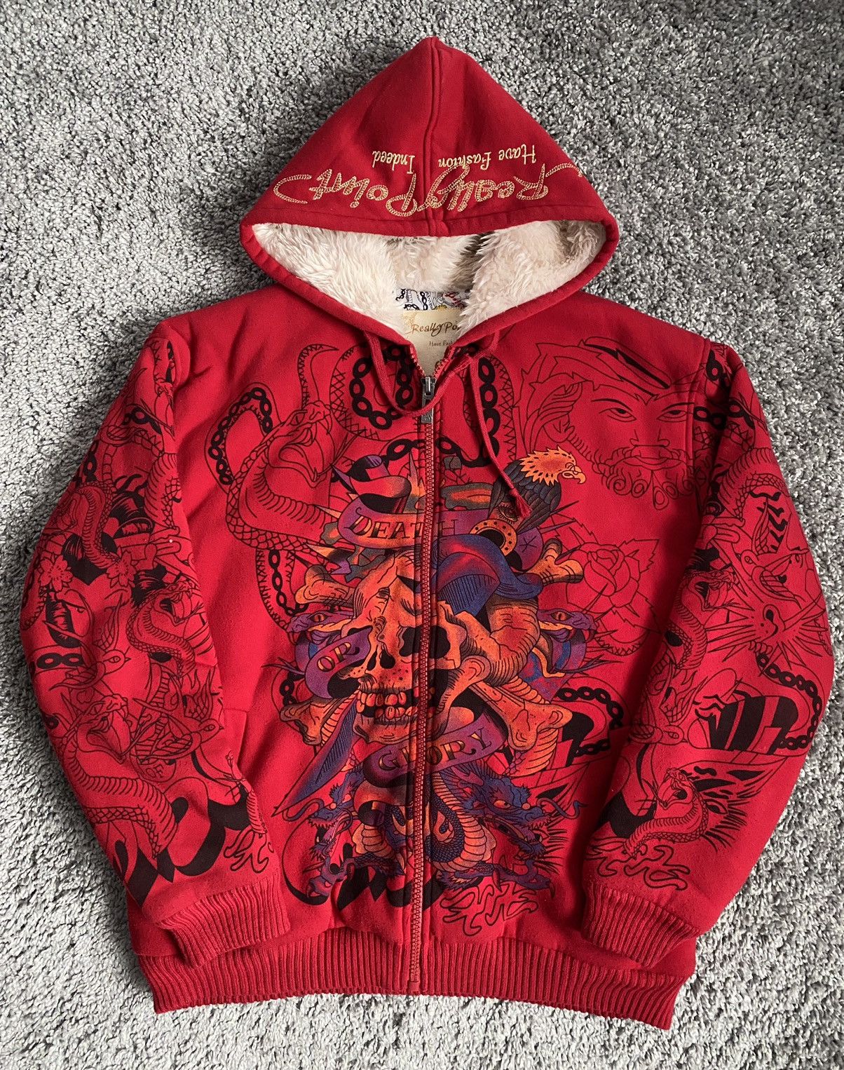 Japanese Brand RARE🔥Really Point Tattoo Ed Hardy Style Mohair Red ...