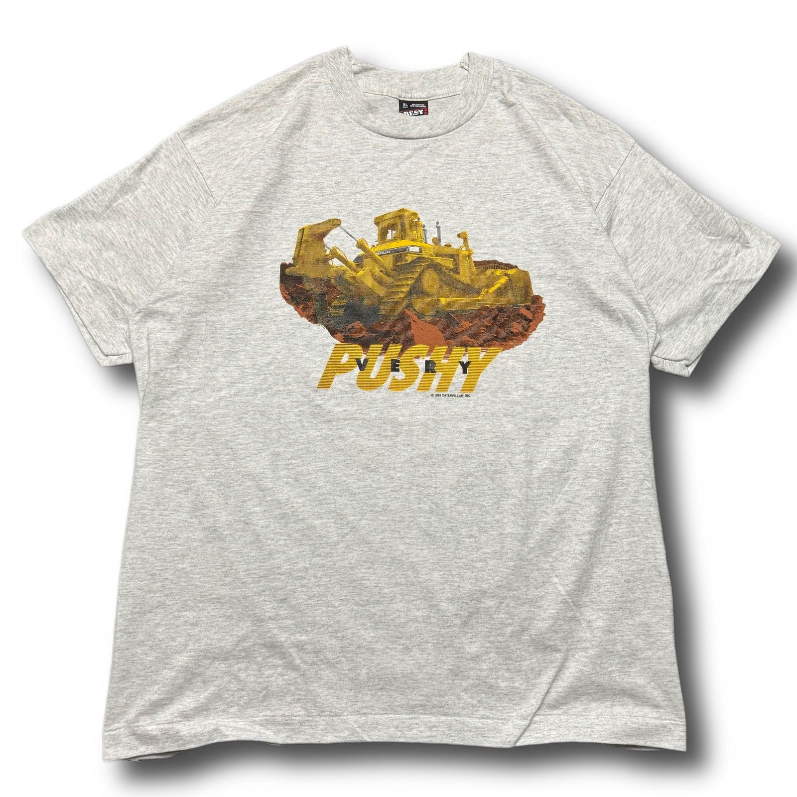Carhartt CAT Construction 1993 Vintage Caterpillar Gray Pushy T-Shirt ...