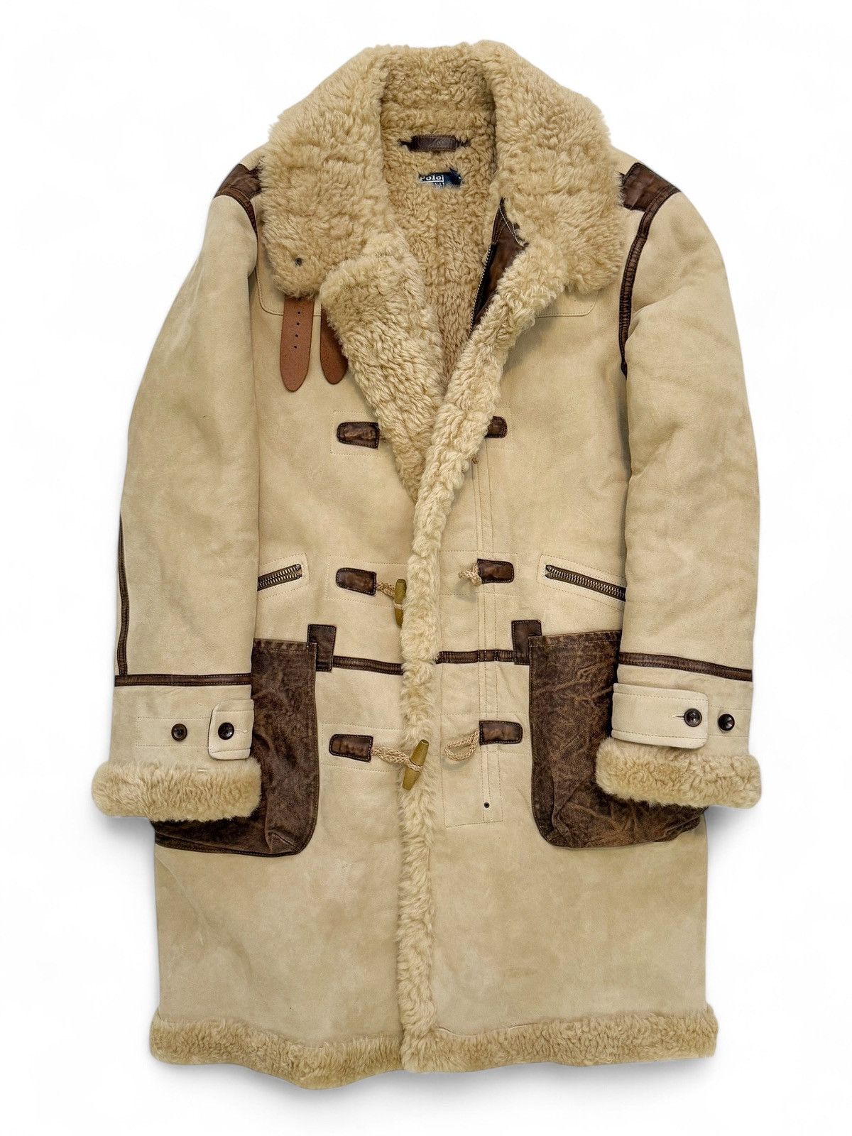 Polo Ralph Lauren × RRL Ralph Lauren × Ralph Lauren Sample Shearling Leather Duffle Flight Coat ...