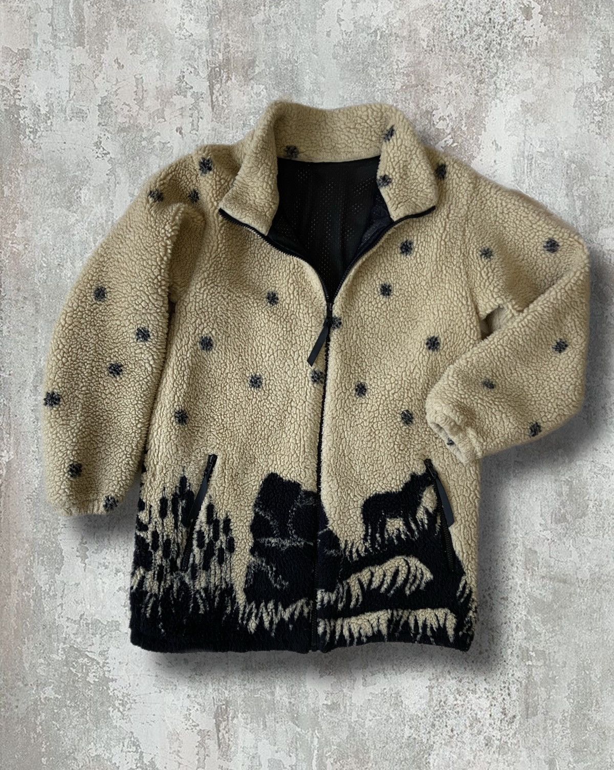 Streetwear × Vintage × Woolf VINTAGE SHERPA ANIMAL WOLF OVERPRINT ...