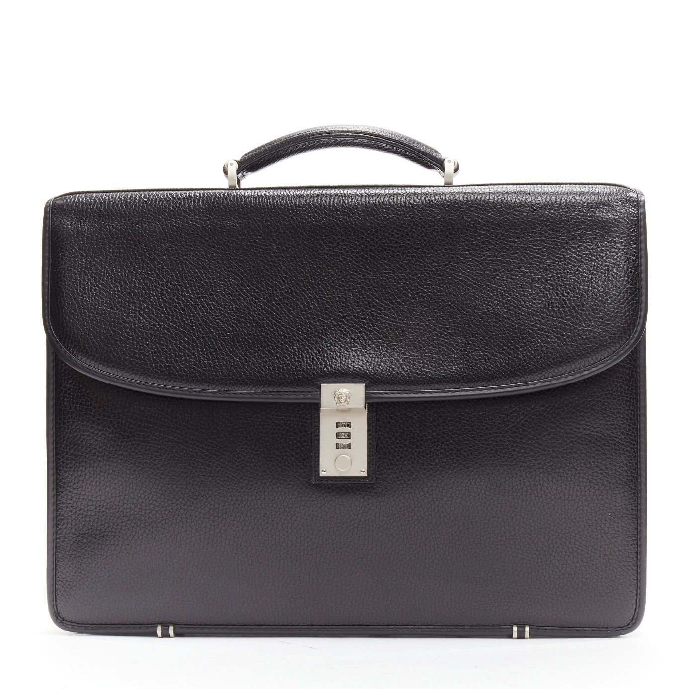 Gianni Versace GIANNI VERSACE Bintage black grain leather Medusa number ...