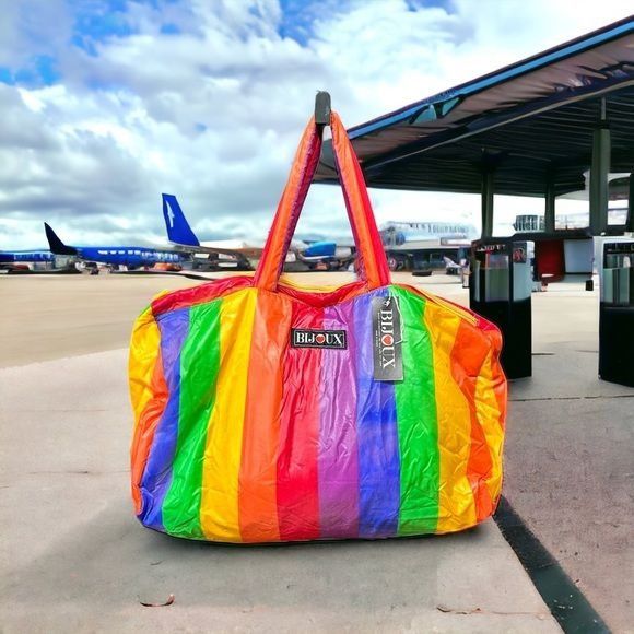 Vintage Bijoux Deadstock Vintage Rainbow colorful duffel bag 90s lar ...