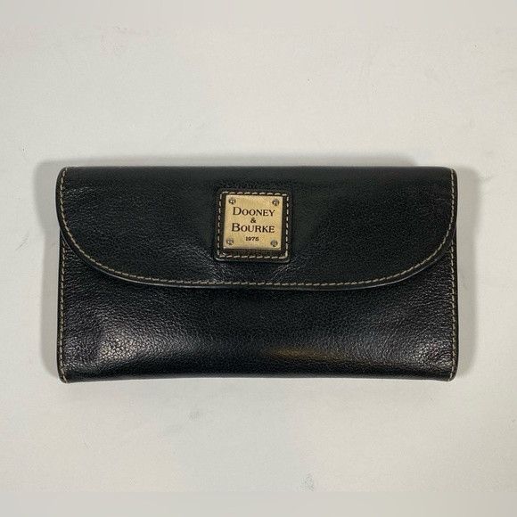 Dooney & Bourke Vintage Dooney & Bourke Black Leather Tri Fold Wallet ...