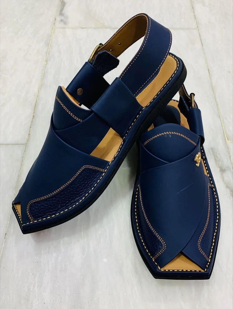 Vintage Traditional Handmade Leather Men's Peshawari Chappal, | Grailed