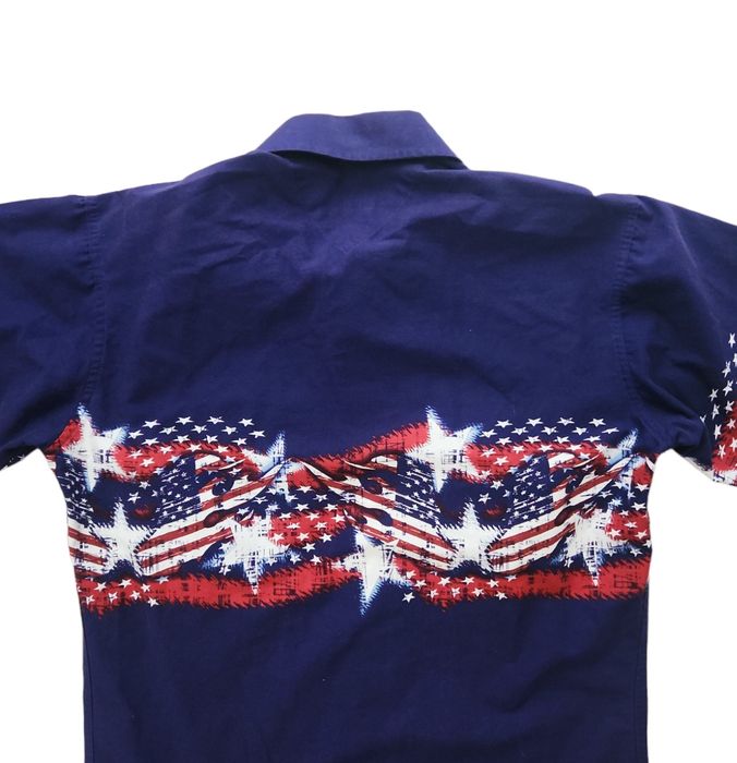 Vintage VTG Rare Panhandle Slim Blue Pearl Snap Patriotic Flag SZ M ...