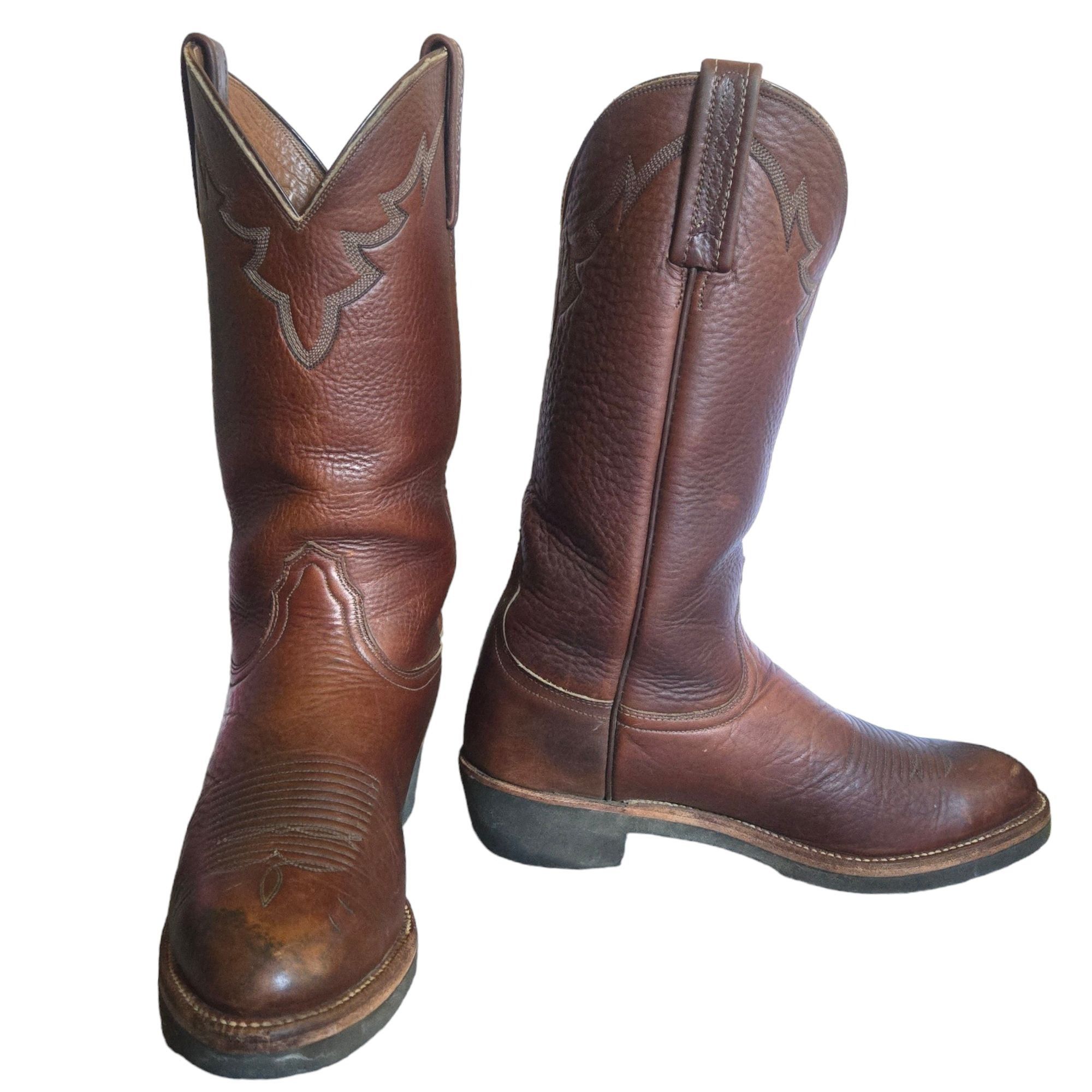 Lucchese Lucchese Cowboy Boots Vintage Brown Leather Mens 9 D Western ...