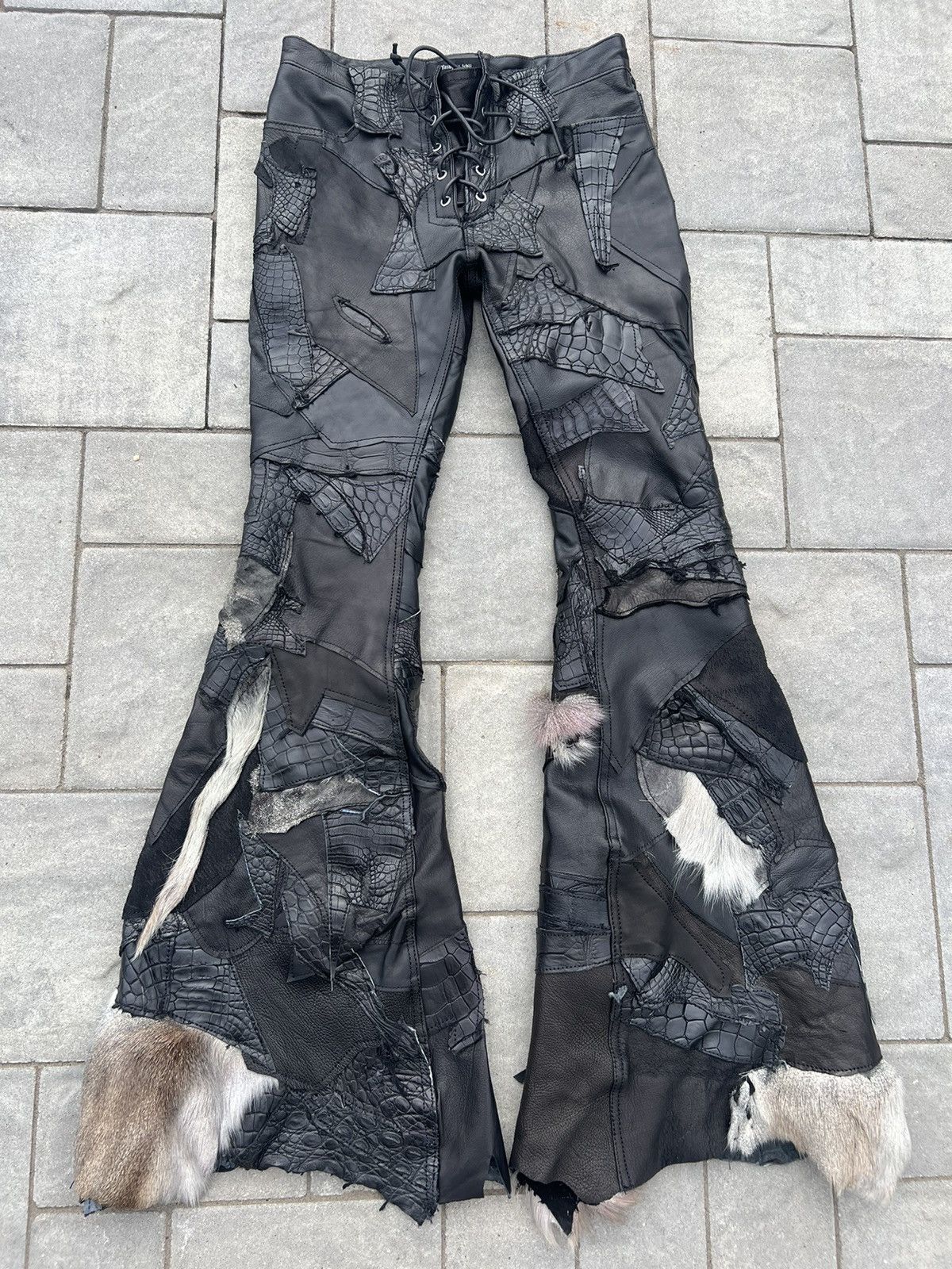 Yasuyuki Ishii Yasuyuki Ishii Custom Destroy Variant Flared Pants | Grailed