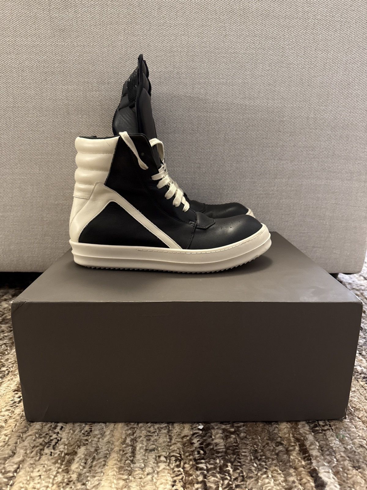 Rick Owens Rick Owens Black and White Geobaskets | Grailed