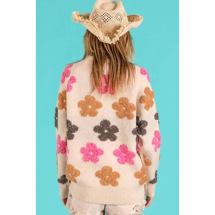 Designer BIBI Flower Embroidery Knit Pullover In Multi | Grailed