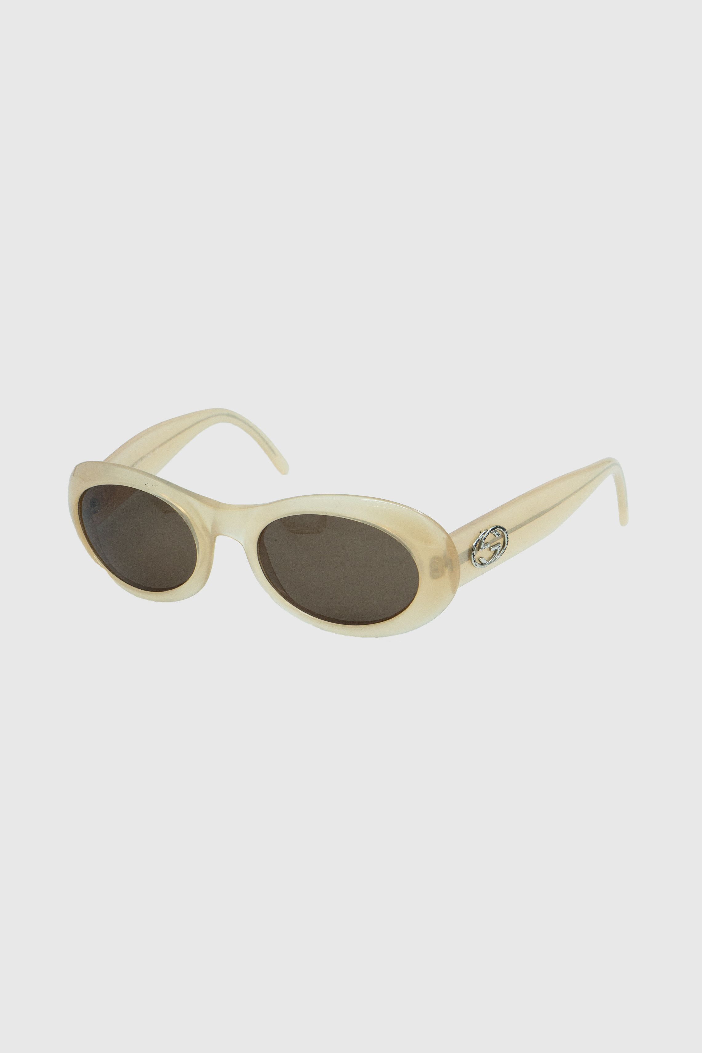 Gucci GUCCI GG 2400 Logo White Beige Round Sunglasses Vintage 90s | Grailed