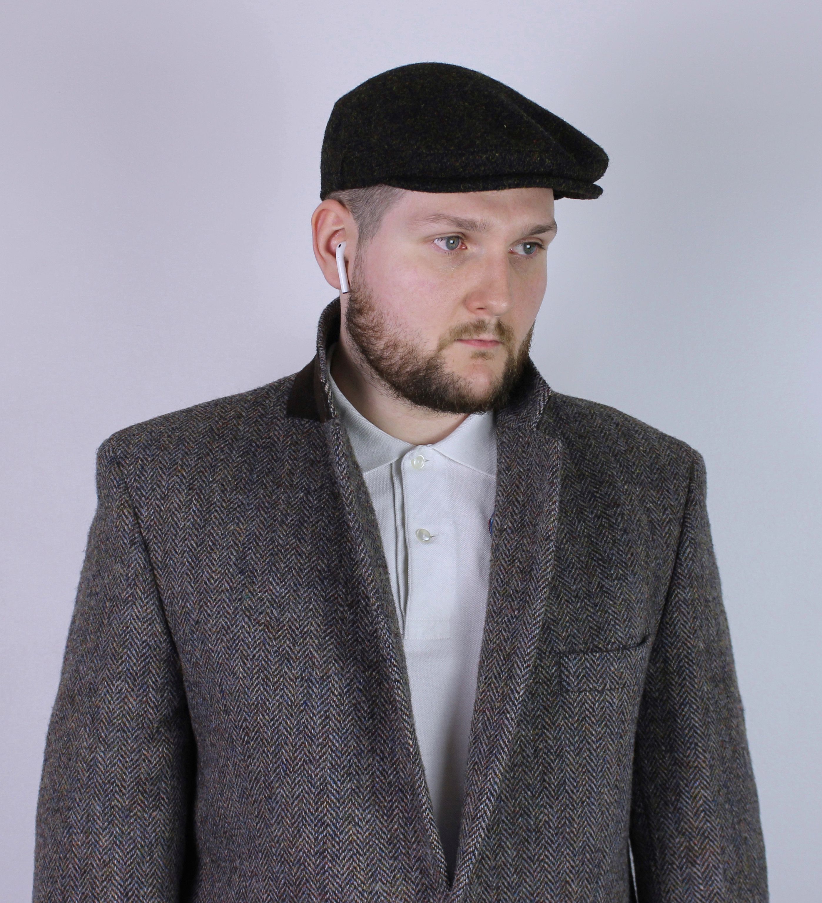 Vintage Harris Tweed wool Flat Cap Hat Newsboy England | Grailed