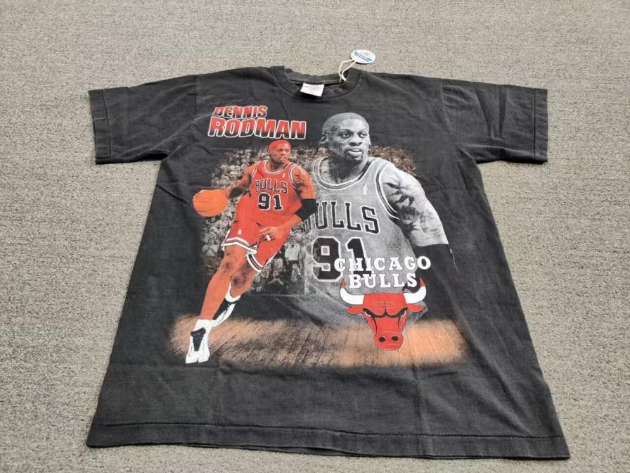 NBA Dennis Rodman Chicago Bulls Rodzilla Graphic T-shirt Large | Grailed