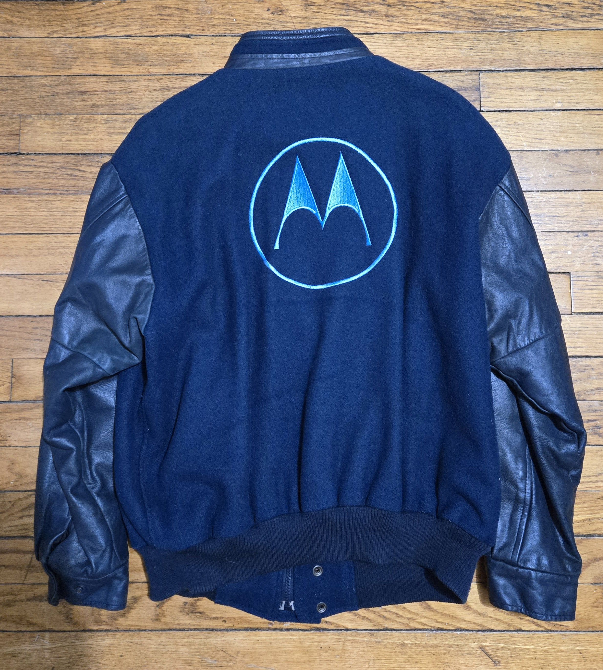 Vintage vtg 80/90s Motorola XL Blue Promo Varsity Jacket | Grailed